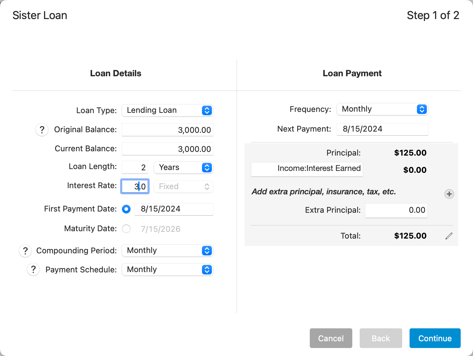 Adding a Lending Loan account