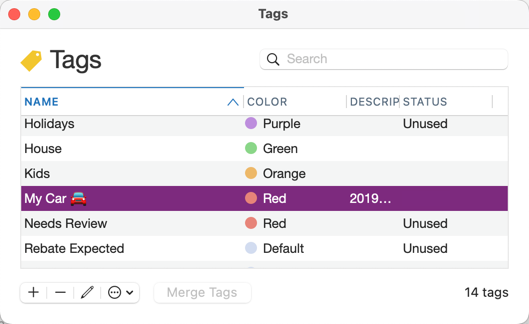 Edit categories and tags