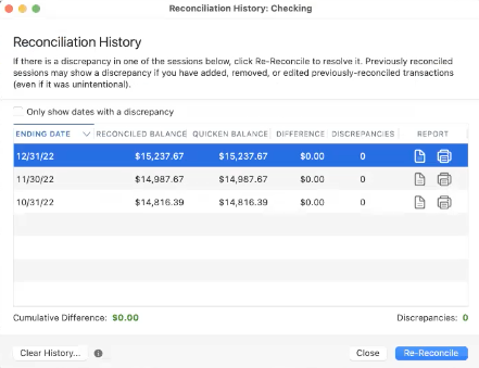 Using Reconciliation History to fix a previous reconciliation