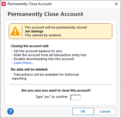 How do I hide, separate, or close an account?