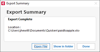 Export data from Quicken