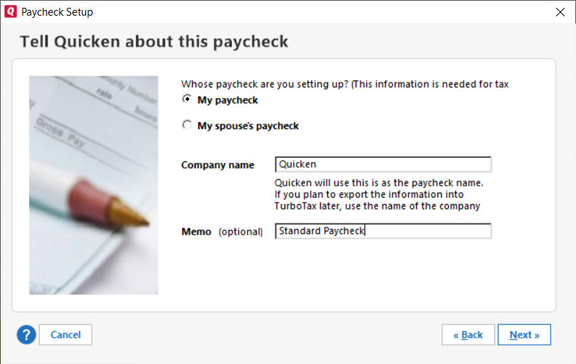 Set up a paycheck